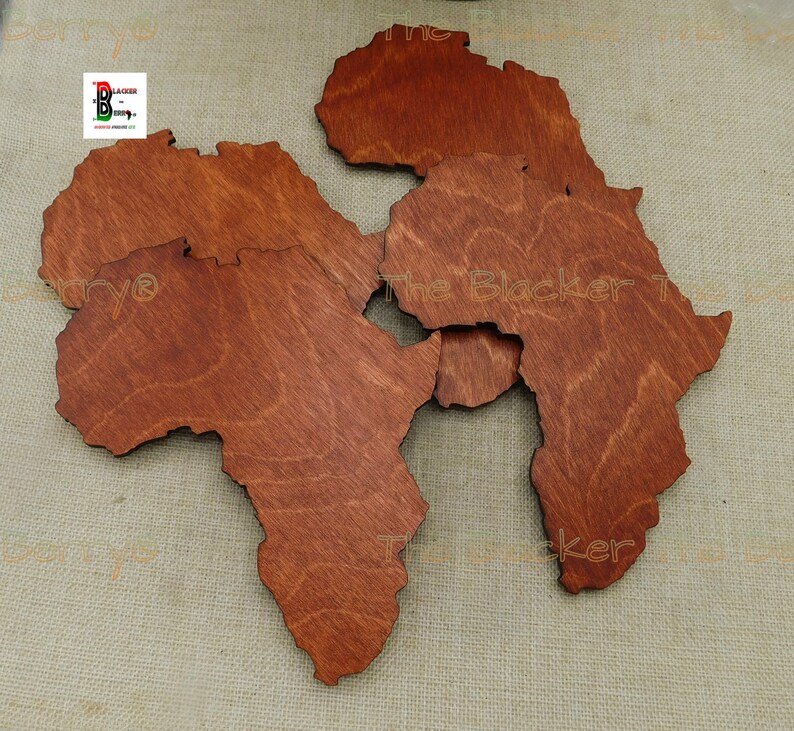Africa Coasters Set of 4 Natural Wood African Home Decor Africa Shaped ...