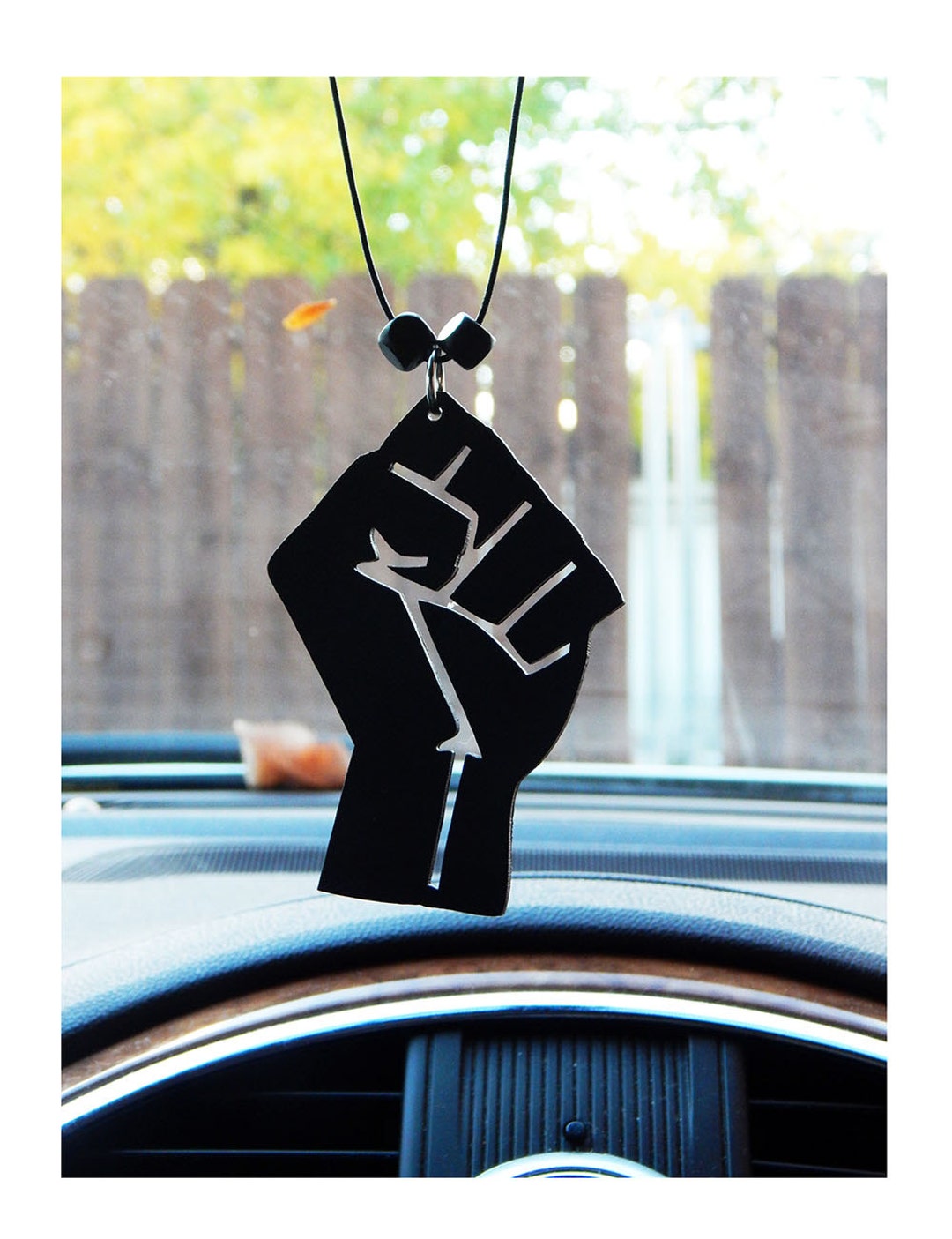 Fist Car Charm Wood Car Accessories Black Power Rear View Mirror Social ...