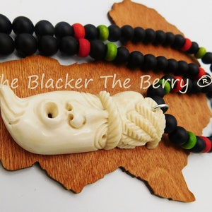 African Bone Necklace Black Beaded Jewelry Ethnic Afrocentric | Etsy