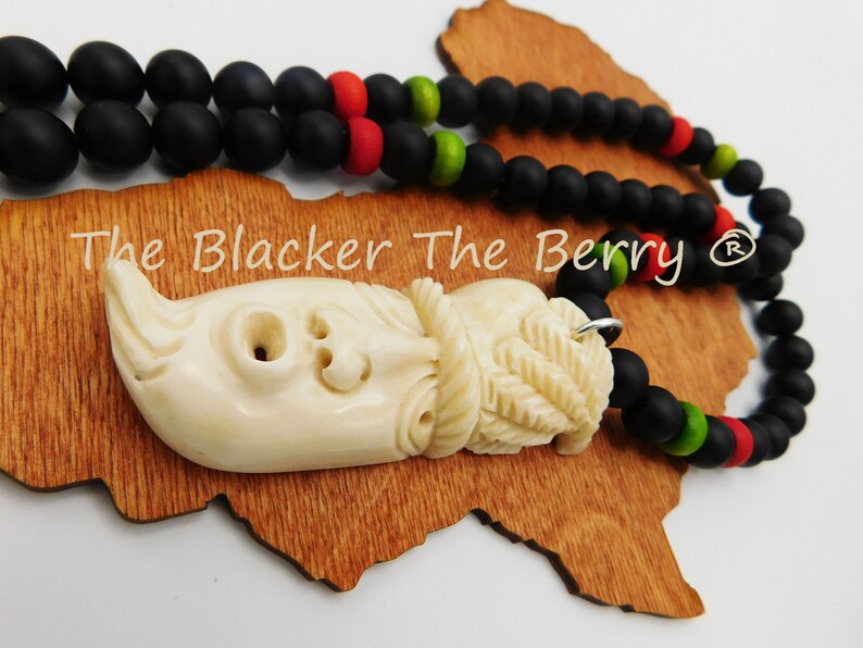 African Bone Necklace Black Beaded Jewelry Ethnic Afrocentric | Etsy
