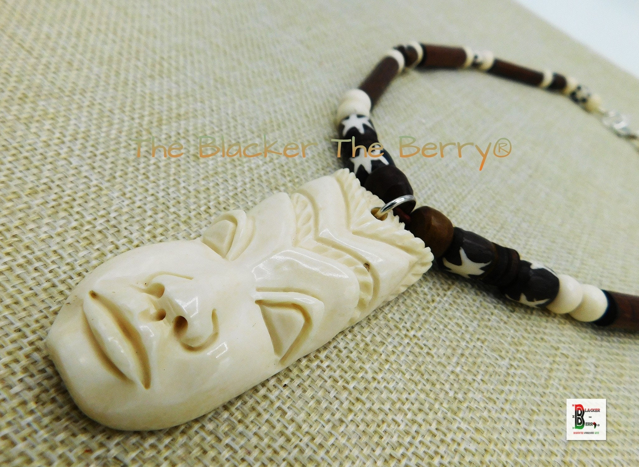 African Bone Necklace Wooden Beaded Jewelry Ethnic Afrocentric | Etsy