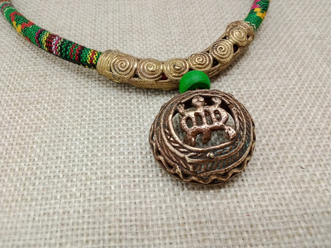 African Adinkra Denkyem Vintage Pendant Necklace Bronze Women Gift ...
