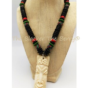 African Bone Necklace RBG Pan African Mask Beaded Jewelry | Etsy