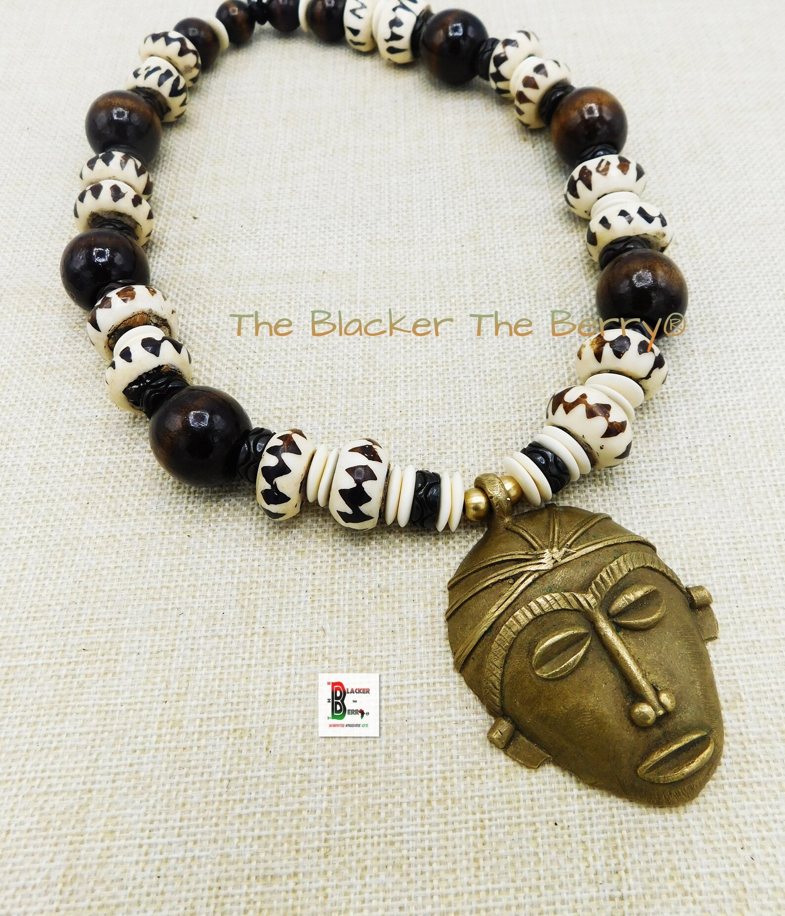 Large African Mask Necklace Jewelry Afrocentric Tribal White - Etsy