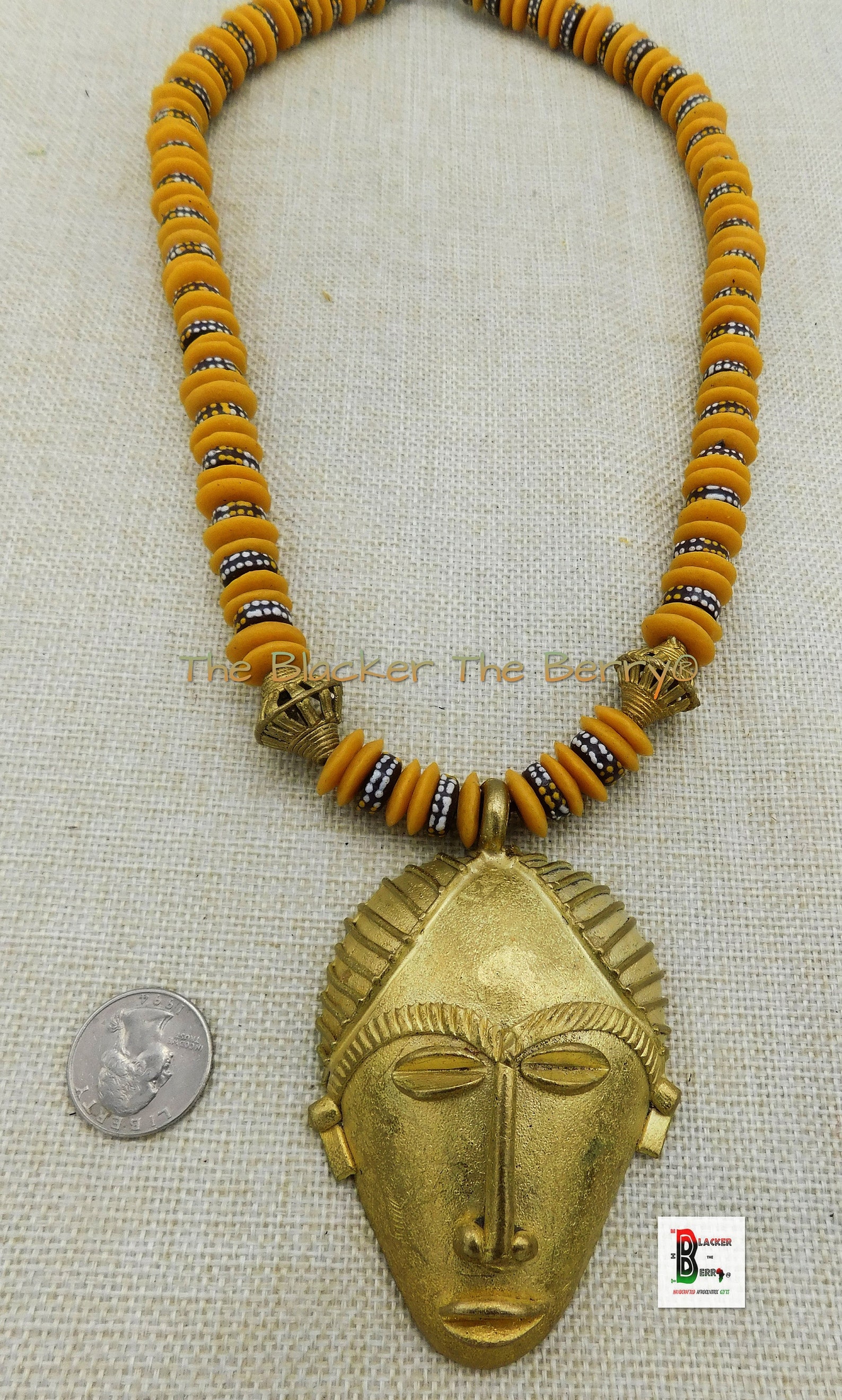 Large African Men Jewelry Yellow Brown Brass Mask Necklaces - Etsy