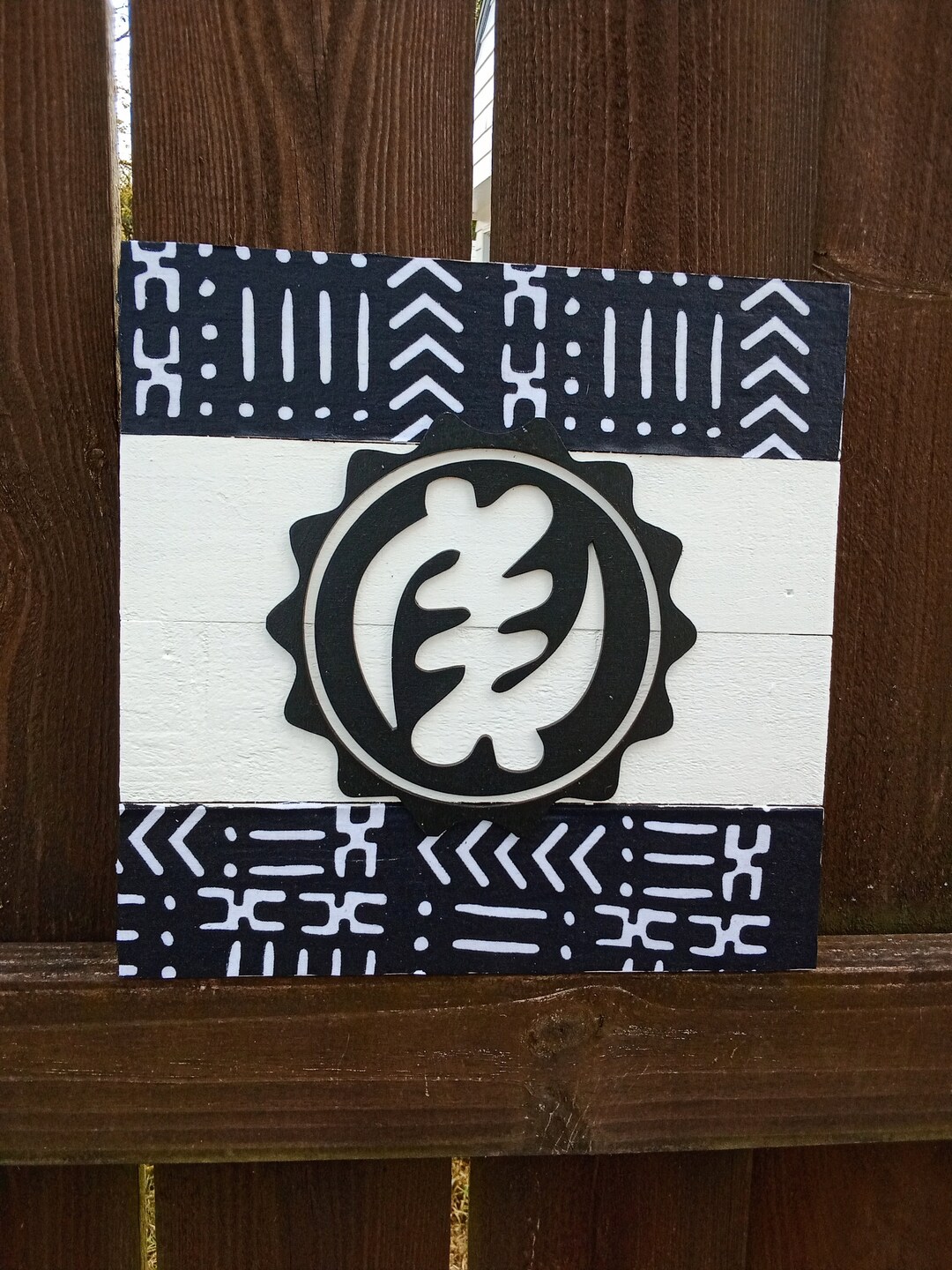 Wall Art Wood Home Decor Black White Gye Nyame Adinkra Symbols Room ...