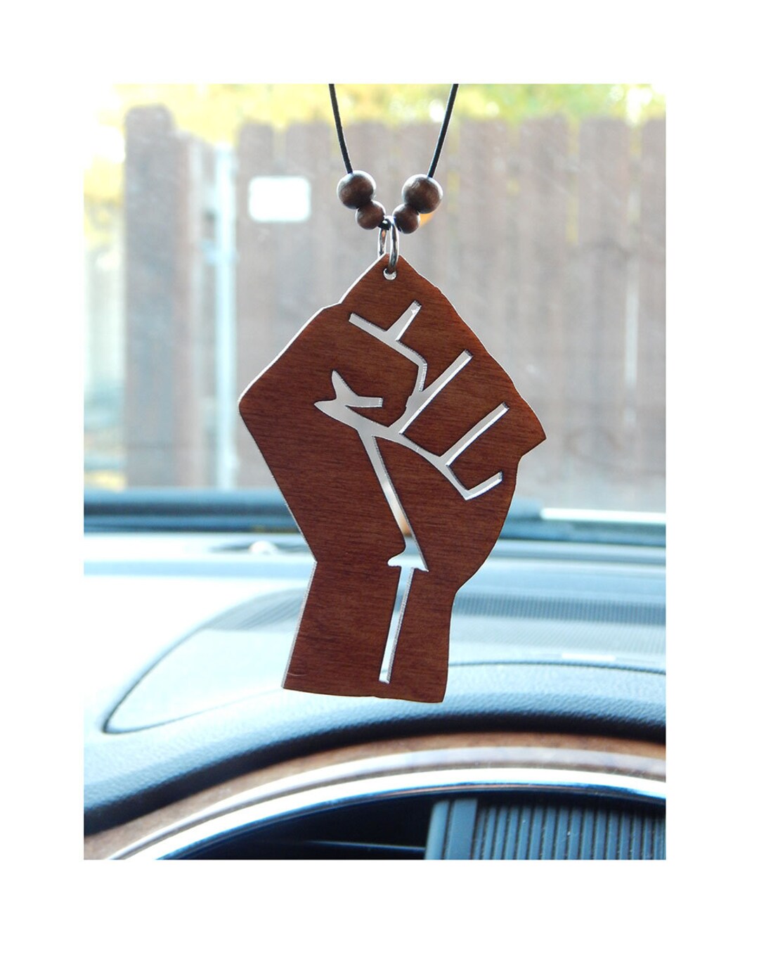 Fist Car Charm Wood Car Accessories Black Power Rear View - Etsy