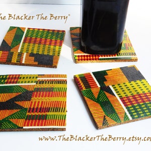 African Coasters Kente Set of 4 Handmade Home Decor Kitchen - Etsy