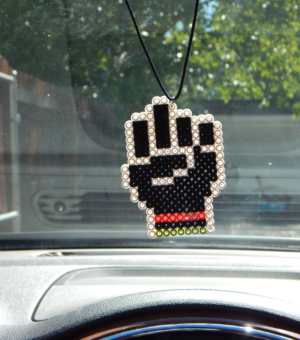 Power Fist Car Accessory Afrocentric Car Charm Red Black Green Rear ...