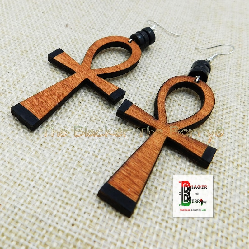 Small Wood Ankh Earrings - Etsy UK