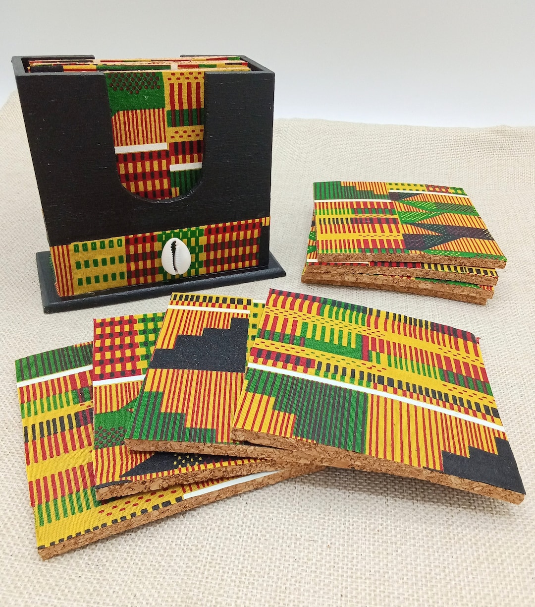 African Coasters Kente Set of 4 Handmade Home Decor Kitchen - Etsy