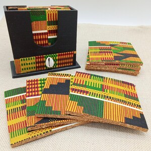 African Coasters Kente Set of 4 Handmade Home Decor Kitchen - Etsy