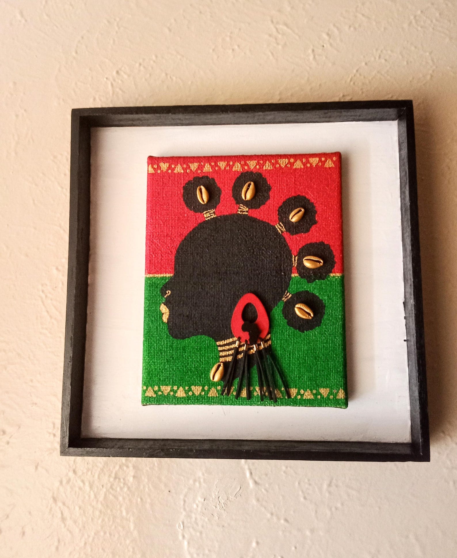 Bantu Knot African Women Painting Red Black Green Gold Handmade Wall ...