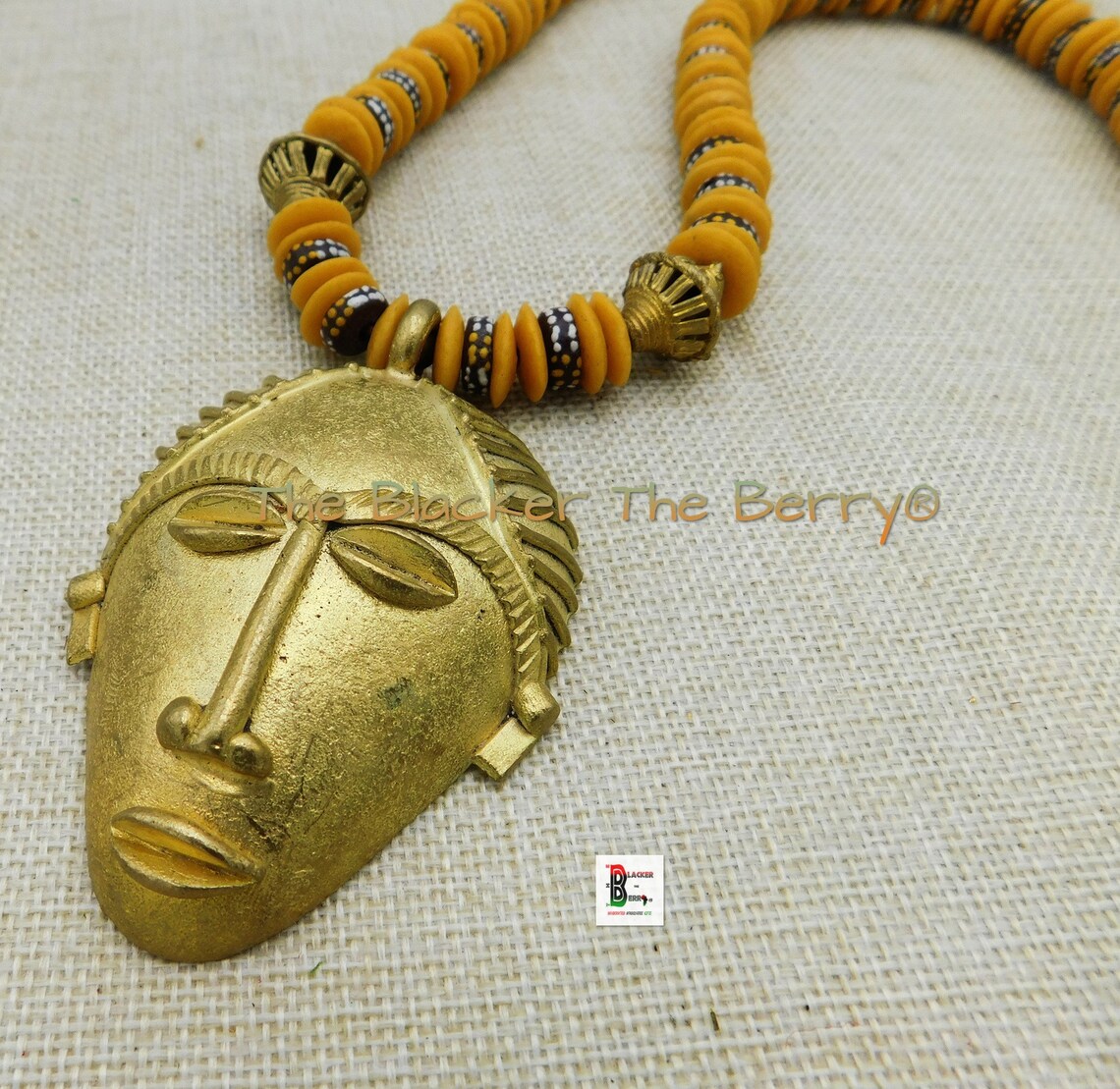 Large African Men Jewelry Yellow Brown Brass Mask Necklaces - Etsy