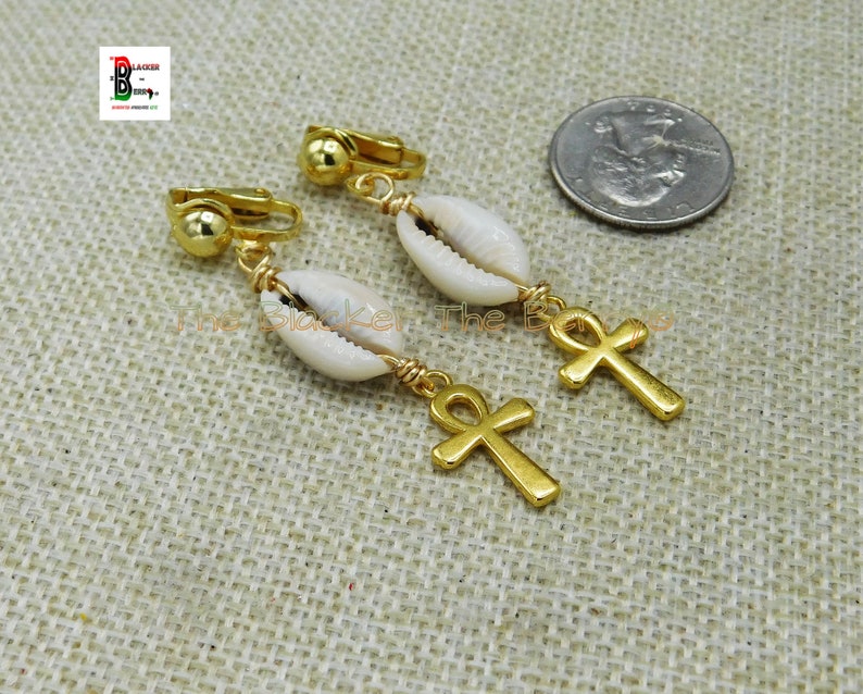 Gold Ankh Earring Cowrie Shell Jewelry African Women Gift Ideas - Etsy
