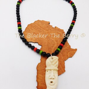 African Bone Necklace Black Beaded Jewelry Ethnic Afrocentric the ...