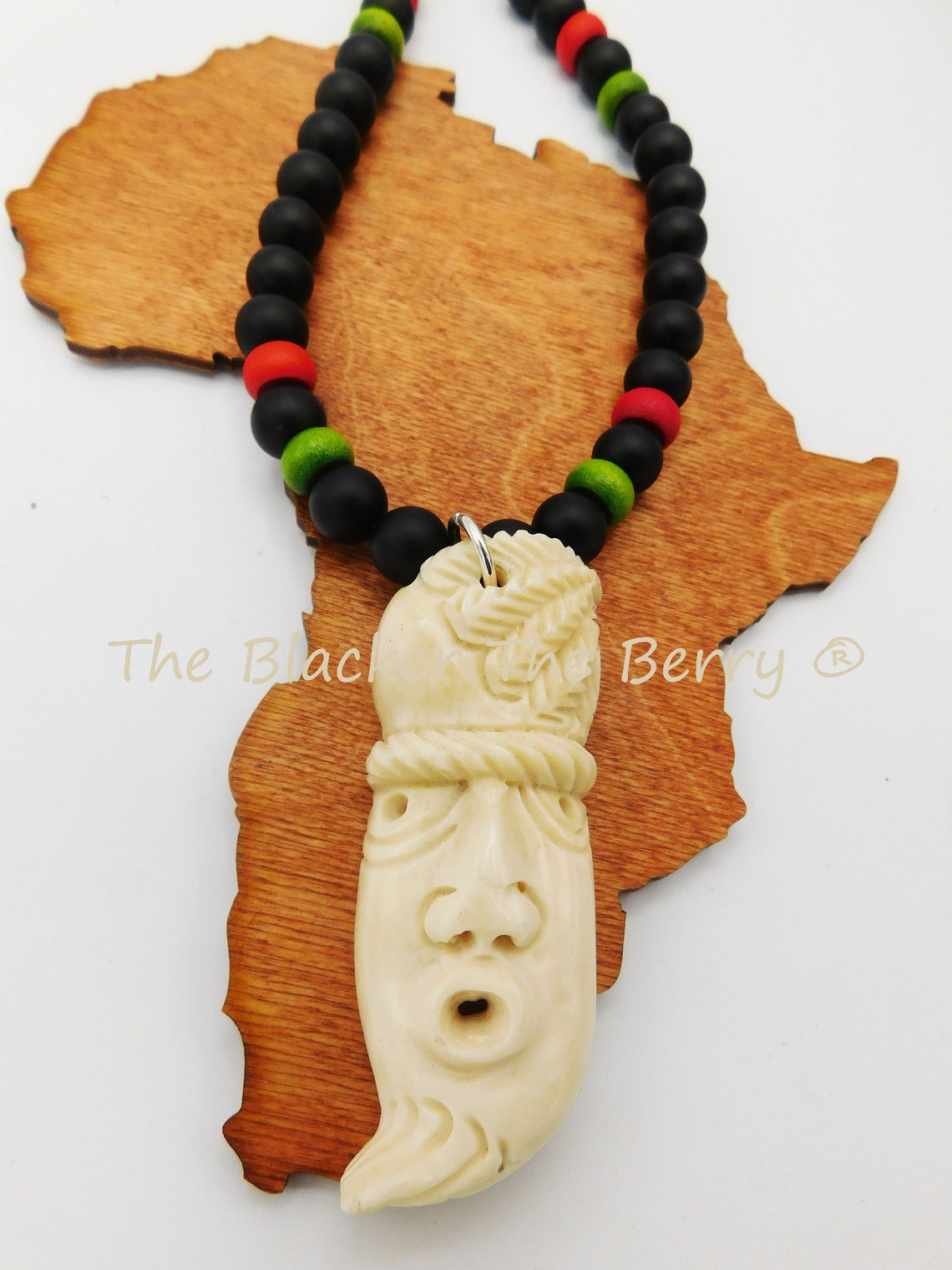 African Bone Necklace Black Beaded Jewelry Ethnic Afrocentric | Etsy