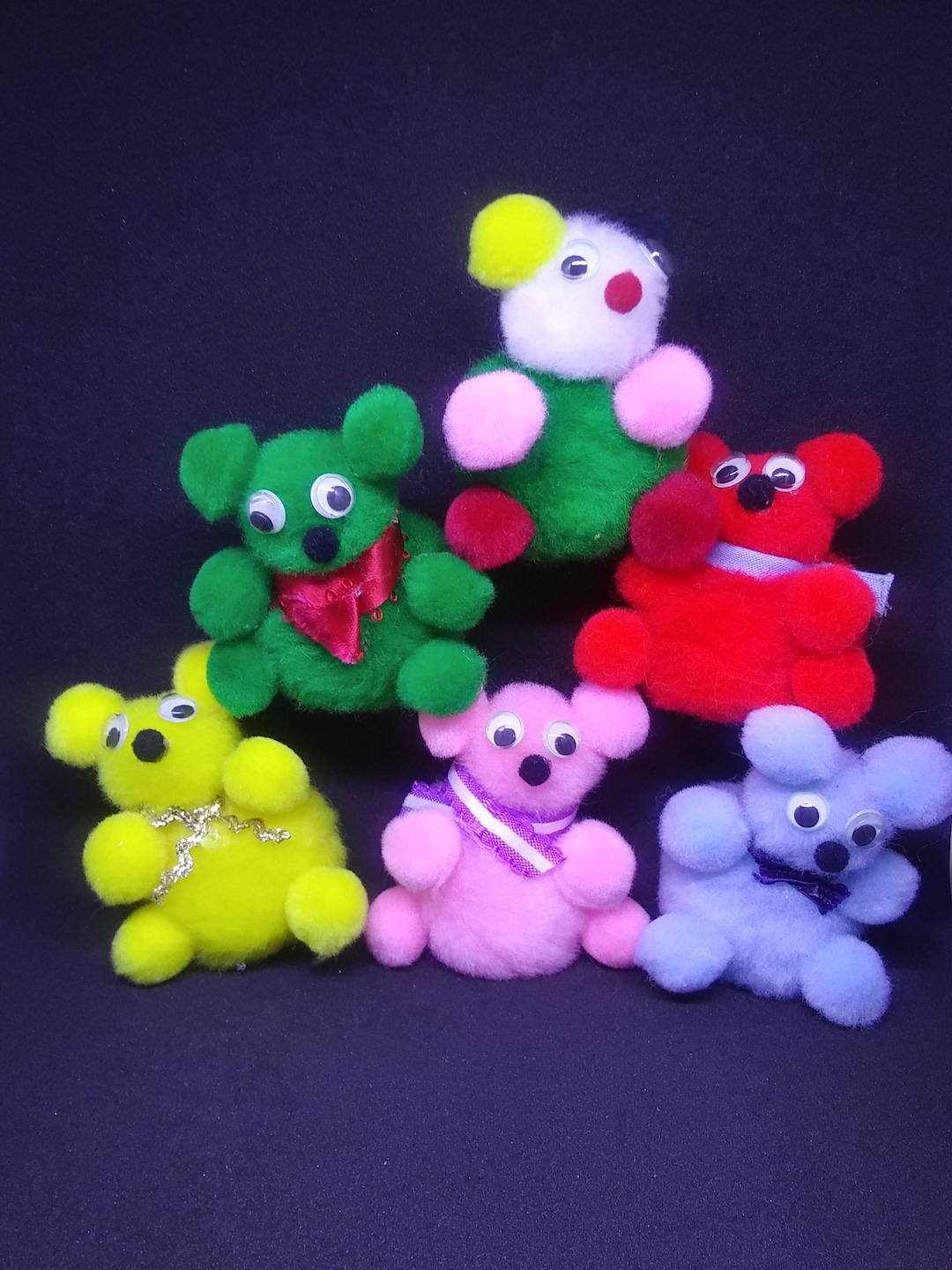 Pom-pom Teddy Bears - Etsy