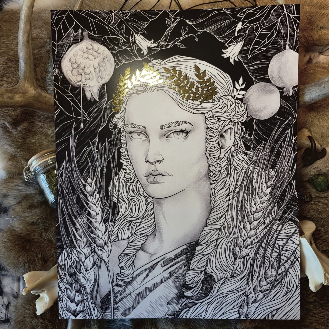 Persephone | 11x14 Gold Foil Art Print | Greek Goddess Illustration ...