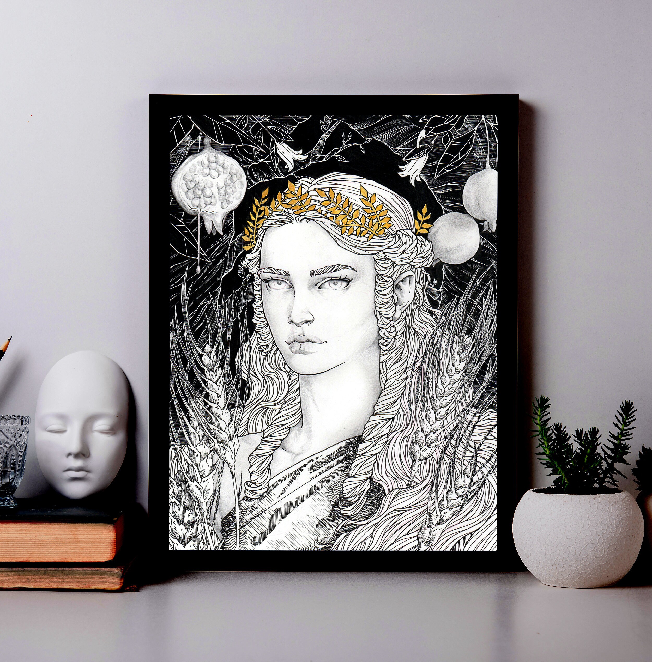 Persephone | 11x14 Gold Foil Art Print | Greek Goddess Illustration ...