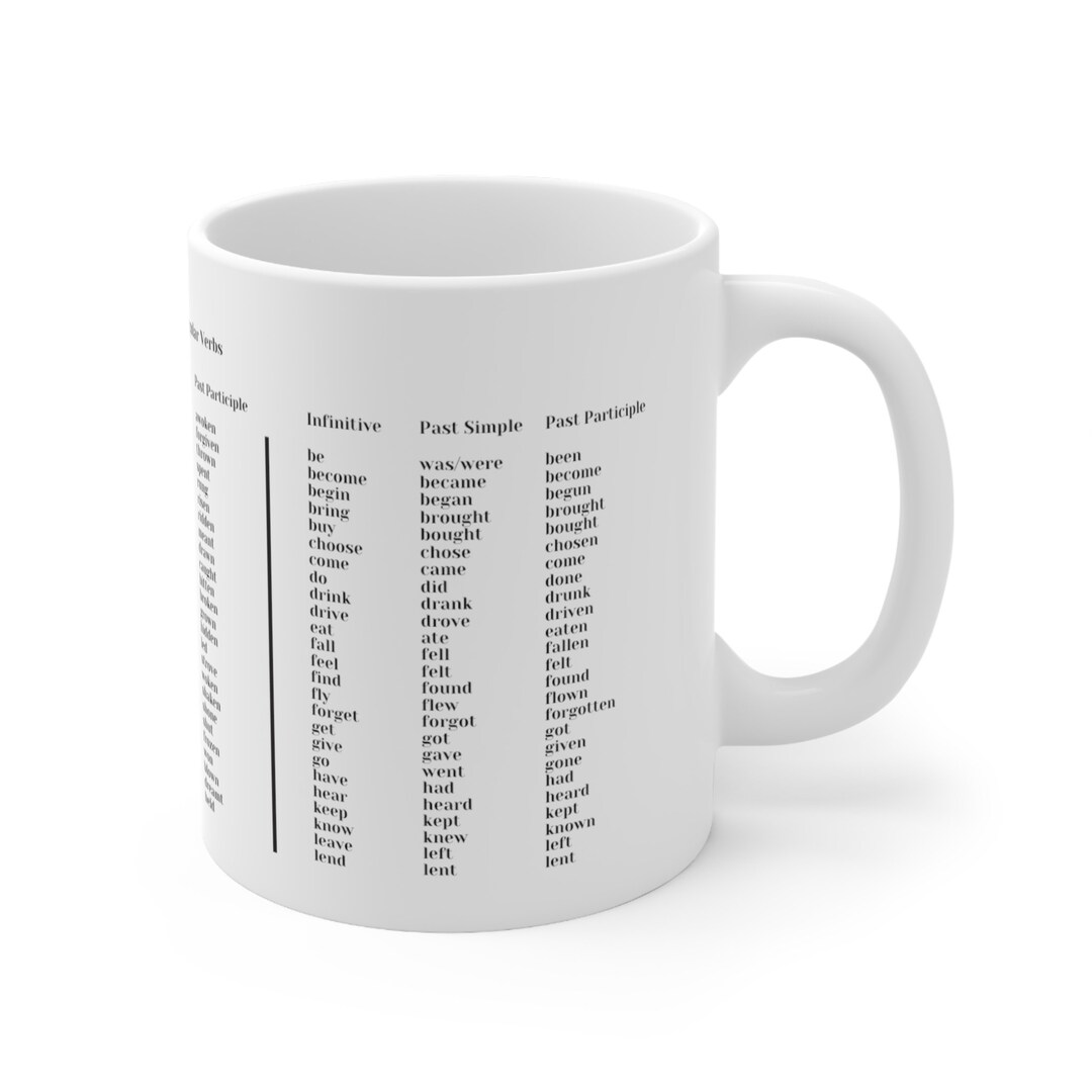 Common English Irregular Verbs English Language Learners Gift White ...