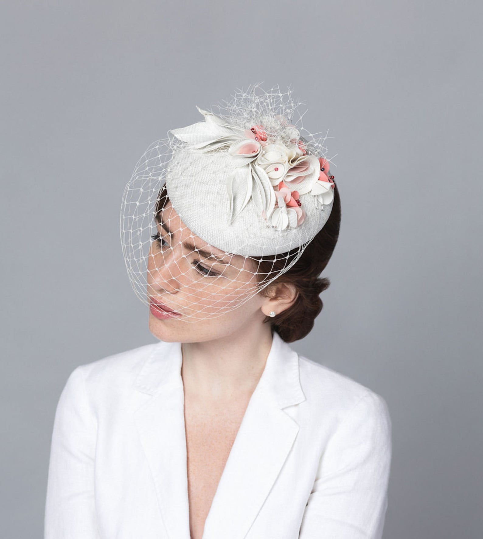 Bridal Veil Fascinator Hat, Wedding Hair Accessory With Handmade ...