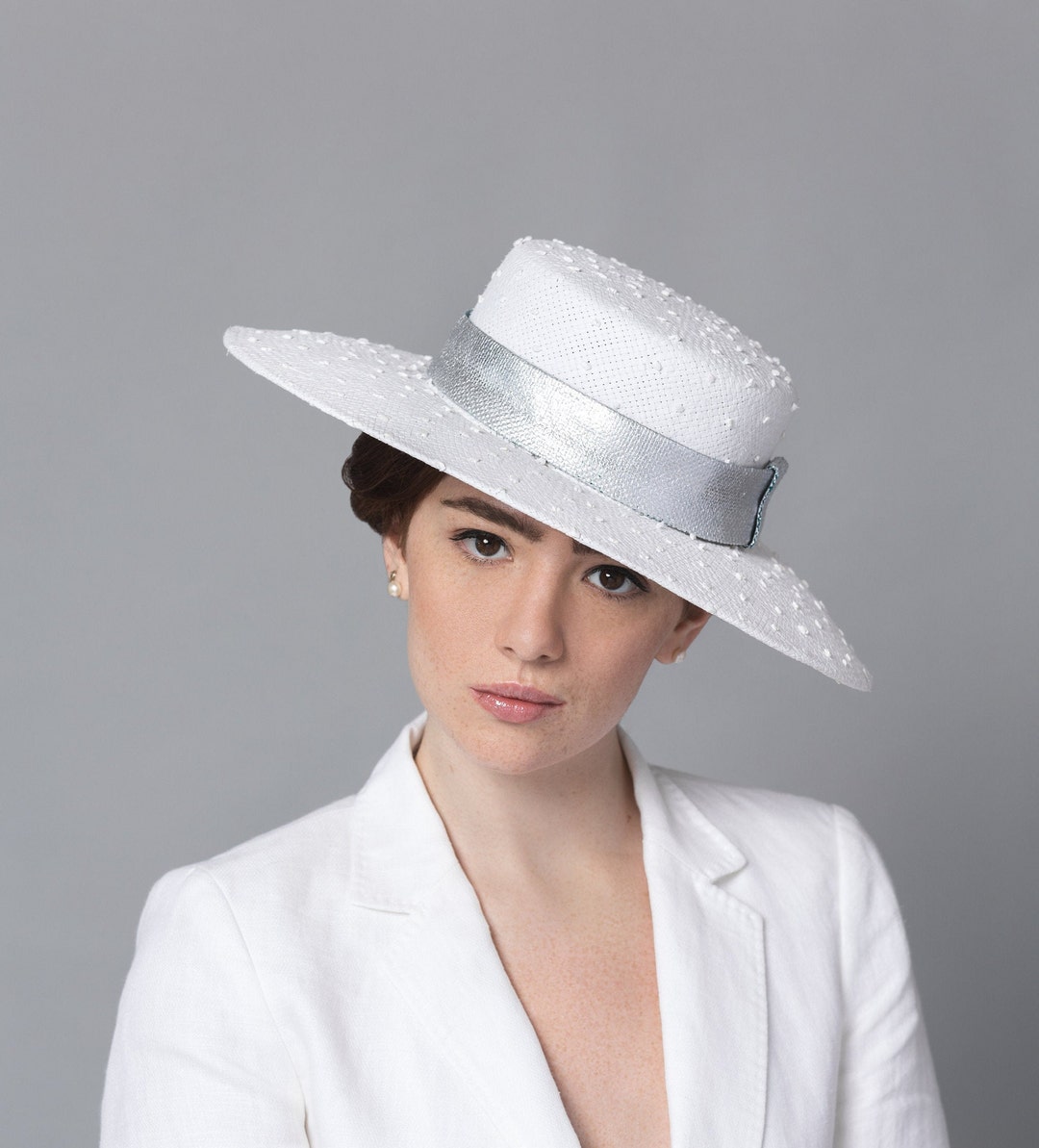 Bridal Wide Brim White Straw Wedding Hat, Mother of the Bride/groom ...