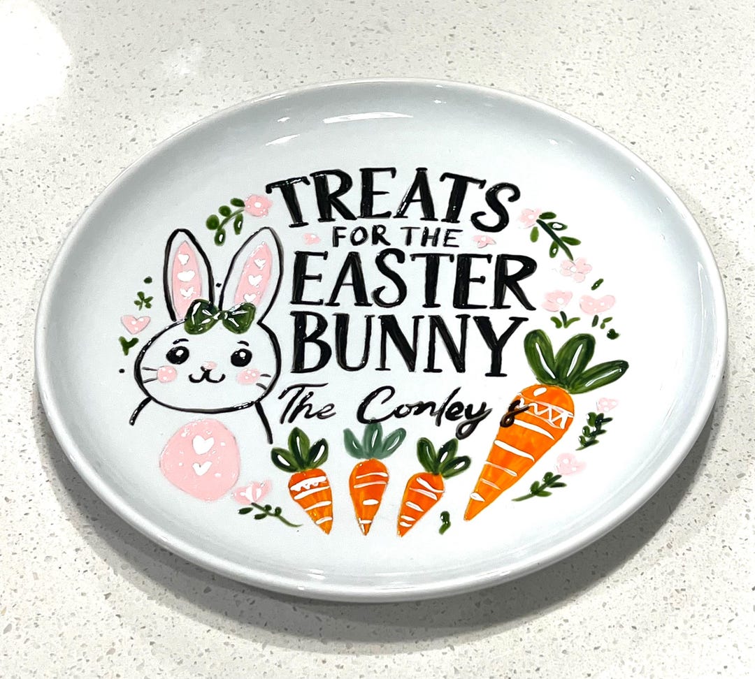 Plate, Easter, Hand Painted, Personalized, Treats for the Easter Bunny ...
