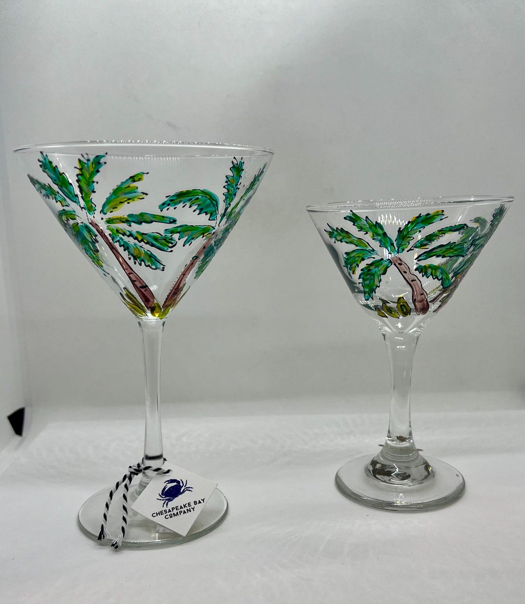 Martini Glasses, Hand Painted, Palm Trees, Margarita, Espresso Martini ...