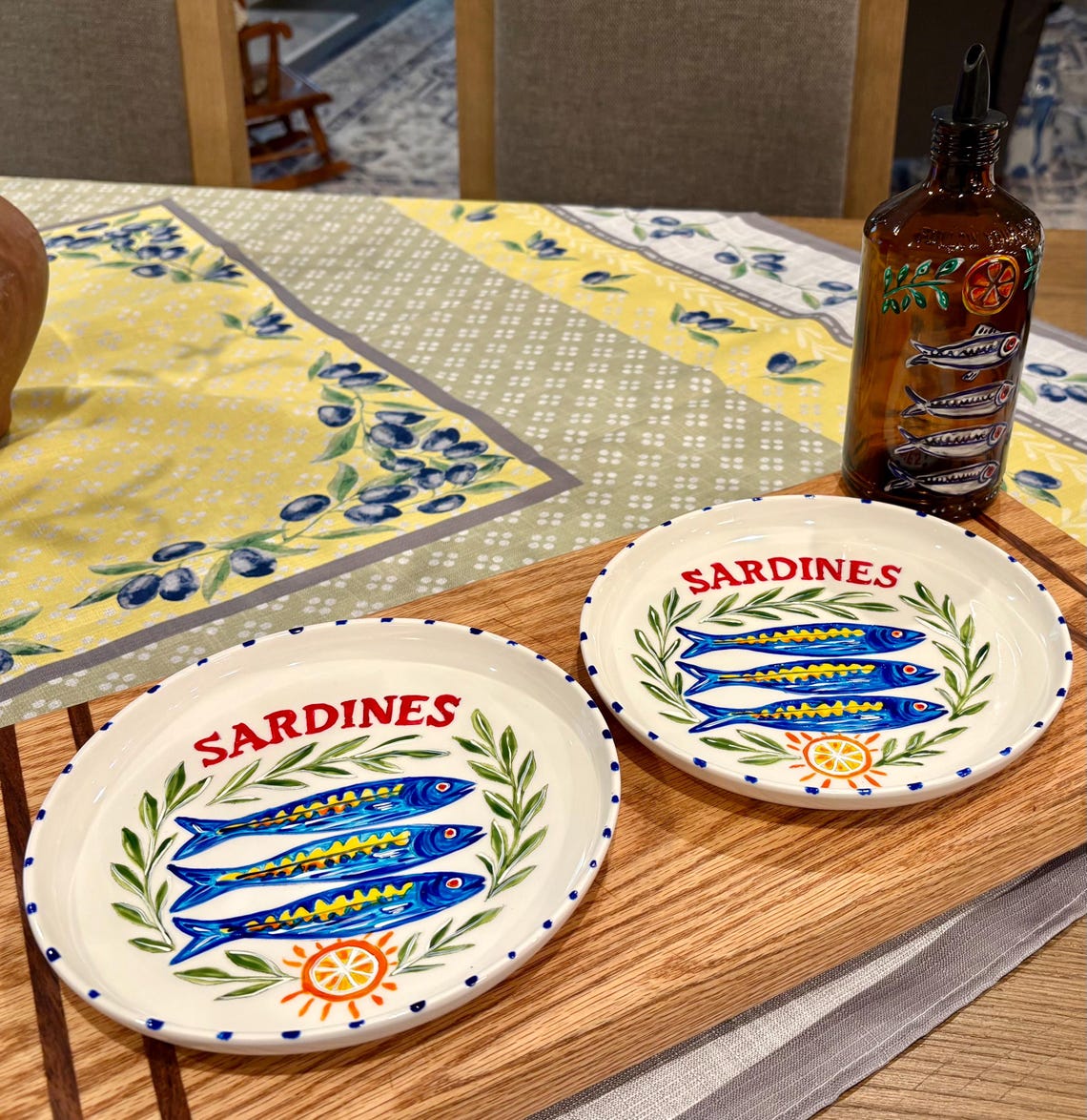 Plate, Hand Painted, Sardine, Mediterranean Ceramic Decor (7.4 ...