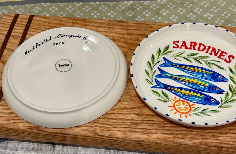 Plate, Hand Painted, Sardine, Mediterranean Ceramic Decor (7.4 ...