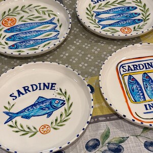 Plates, Sardine, Set of 4, Hand Painted, Mediterranean Ceramic Decor - Etsy
