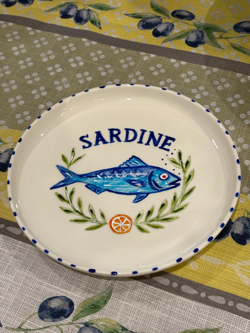 Plates, Sardine, Set of 4, Hand Painted, Mediterranean Ceramic Decor - Etsy