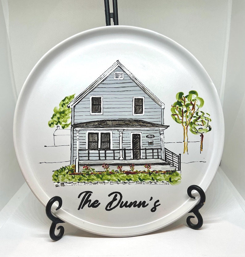 Custom Hand Painted Platter, Personalized, Home Portrait, Decorative ...