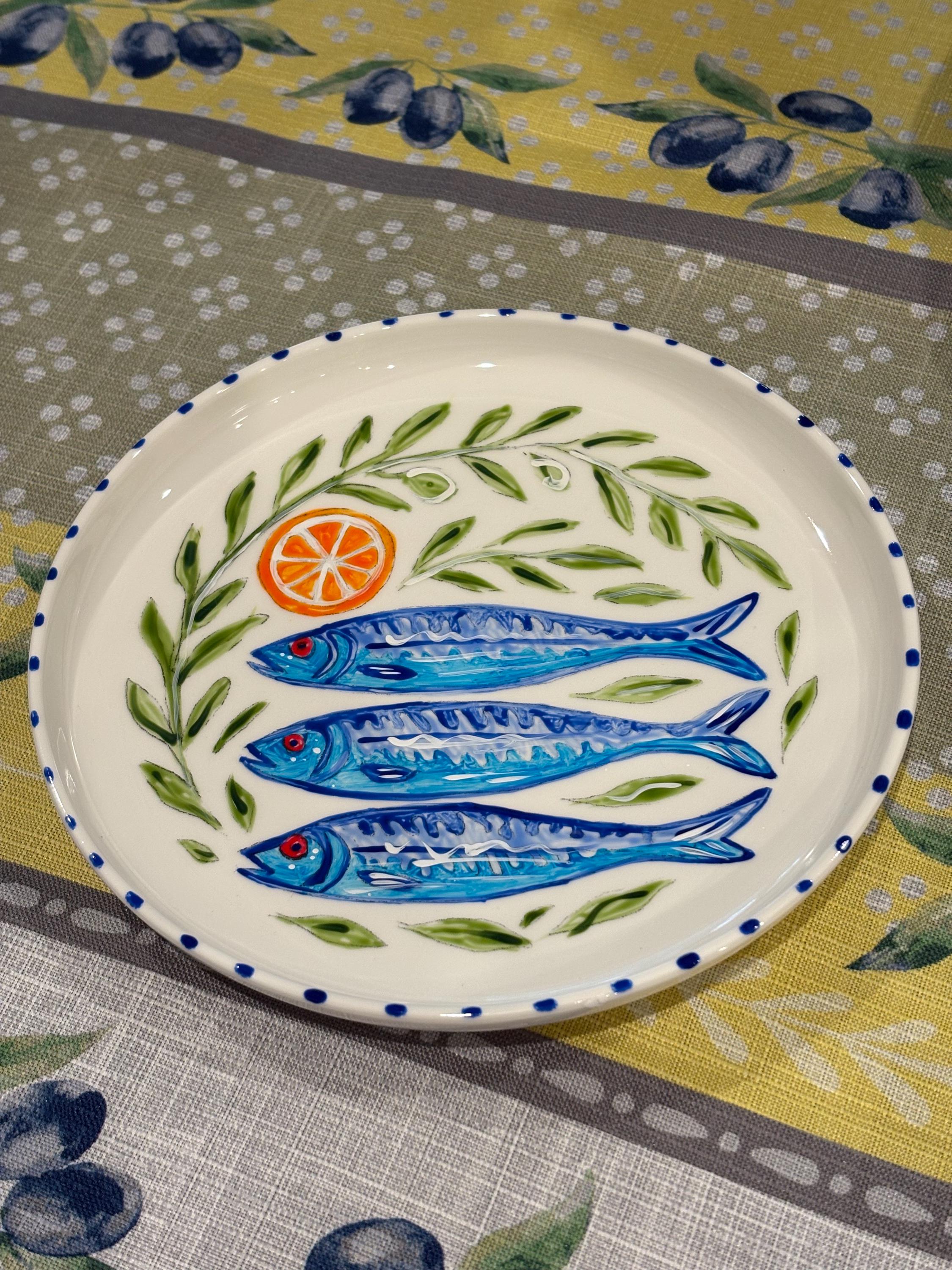 Plates, Sardine, Set of 4, Hand Painted, Mediterranean Ceramic Decor - Etsy