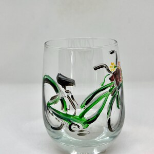 Bicycle, Hand Painted, Wine Glass, Water Glass, Biker - Etsy