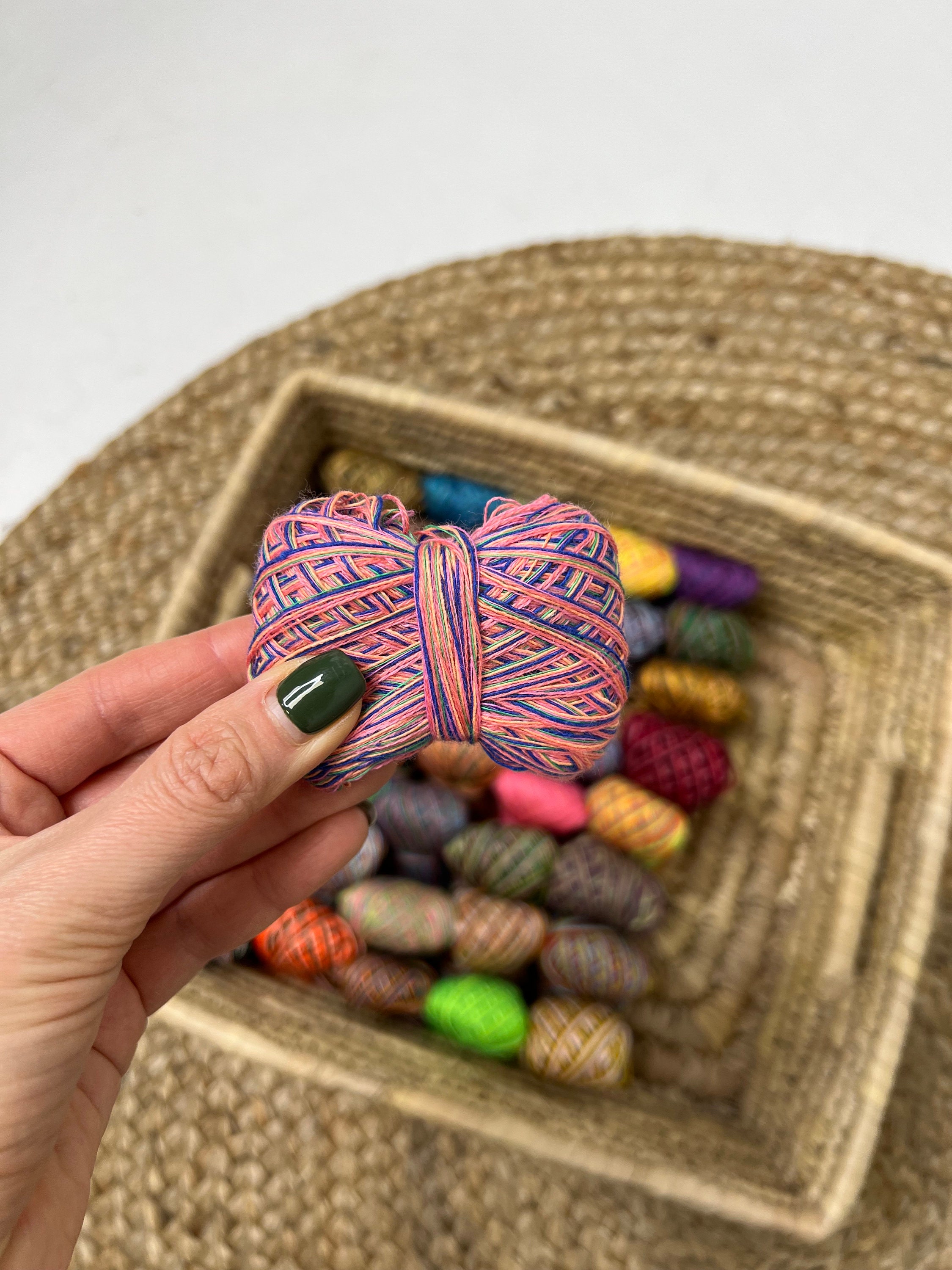 Mini Yarn Skeins, Colorful Yarn Ribbons, Handmade Crochet Yarn Box ...