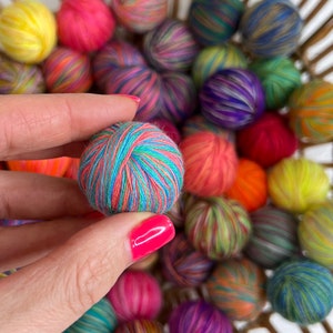 Large YARN BOX of Mini Yarn Balls, Handmade Cotton Yarn, Multicolor Art ...