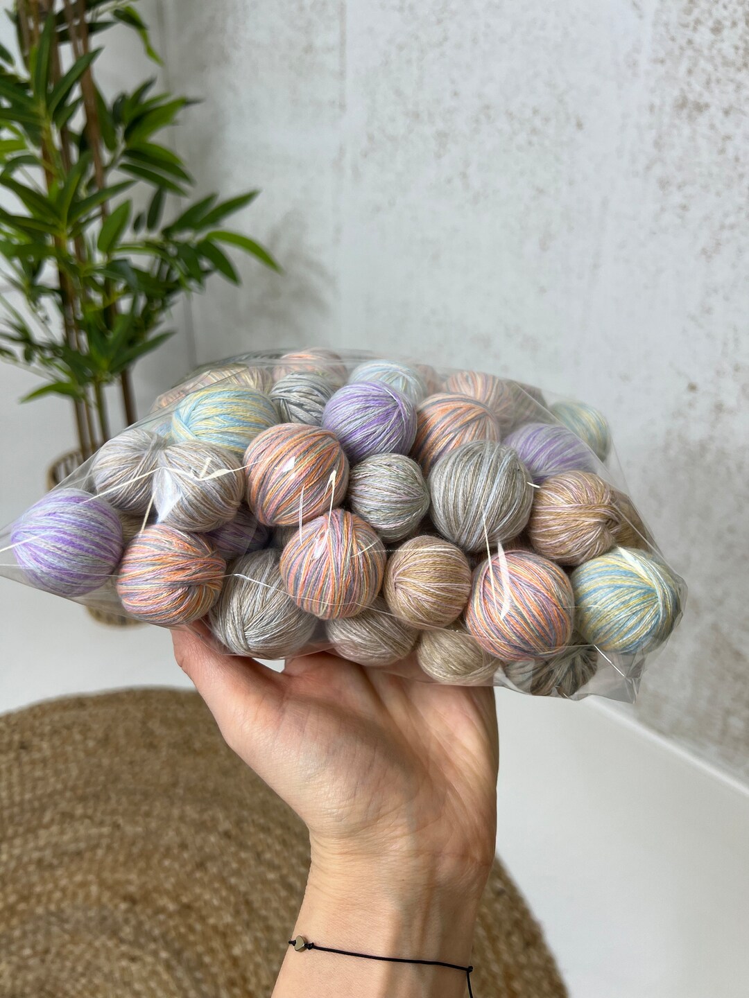 YARN PACK of Mini Yarn Balls, Handmade Cotton Yarn, Light Color Art ...