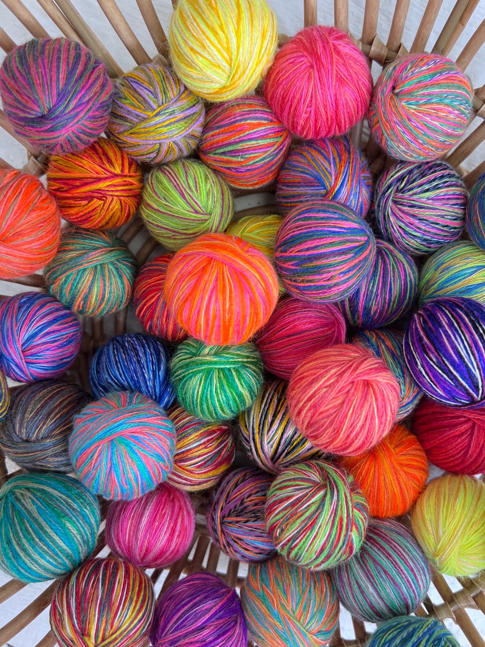 Large YARN BOX of Mini Yarn Balls, Handmade Cotton Yarn, Multicolor Art ...