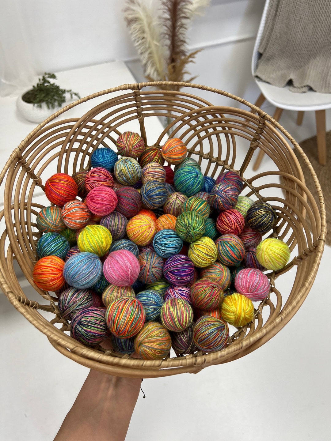 YARN BOX Mini Yarn Balls, Handmade Cotton Yarn, Multicolor Art Yarn ...