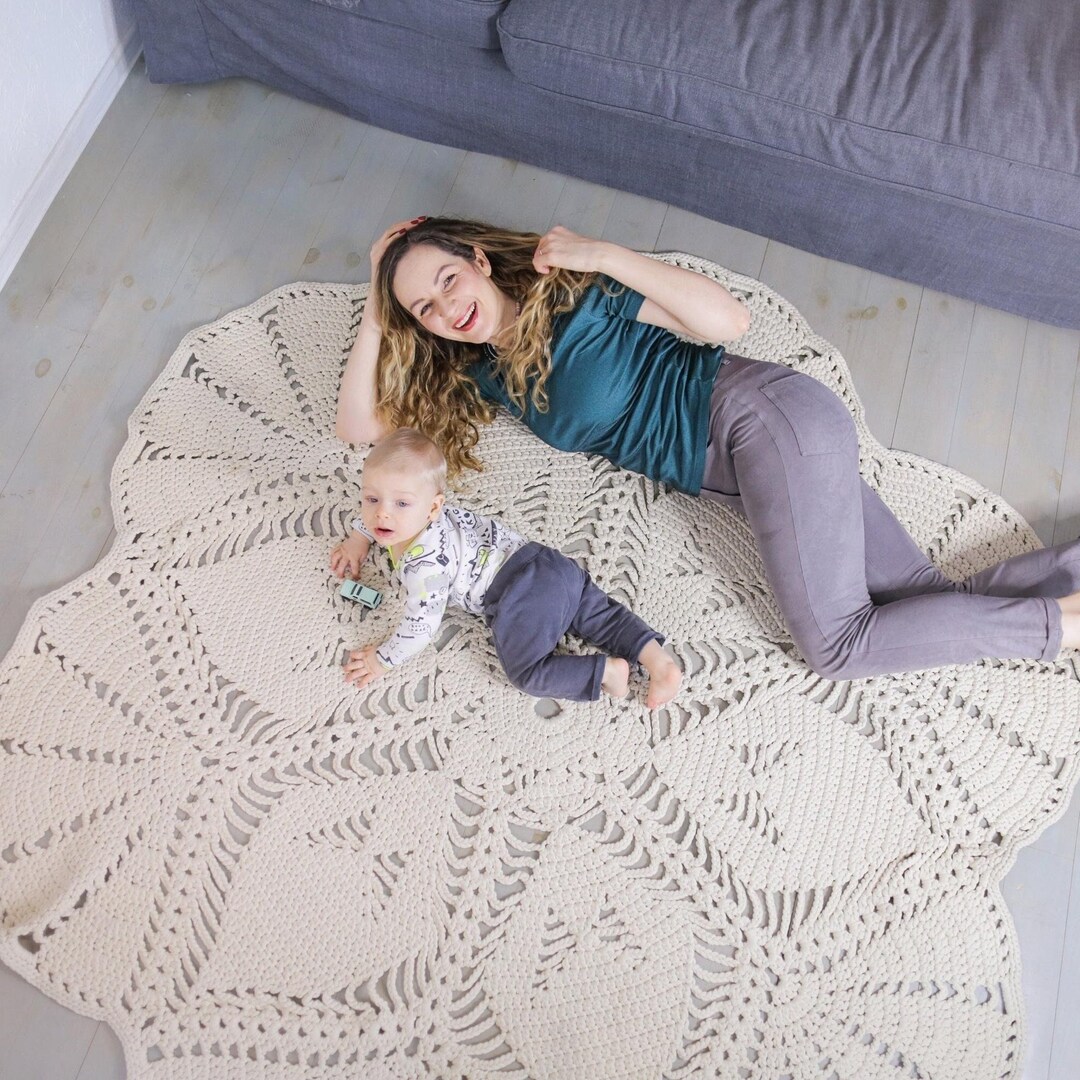 Crochet Pattern for Round Rug, Flower Crochet Rug Pattern PDF, Large ...