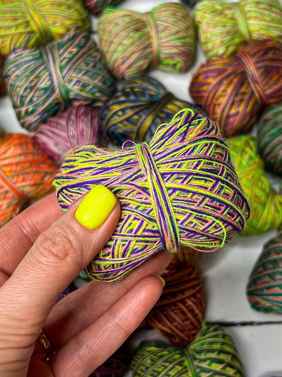 Mini Yarn Skeins, Colorful Yarn Ribbons, Handmade Crochet Yarn Box ...