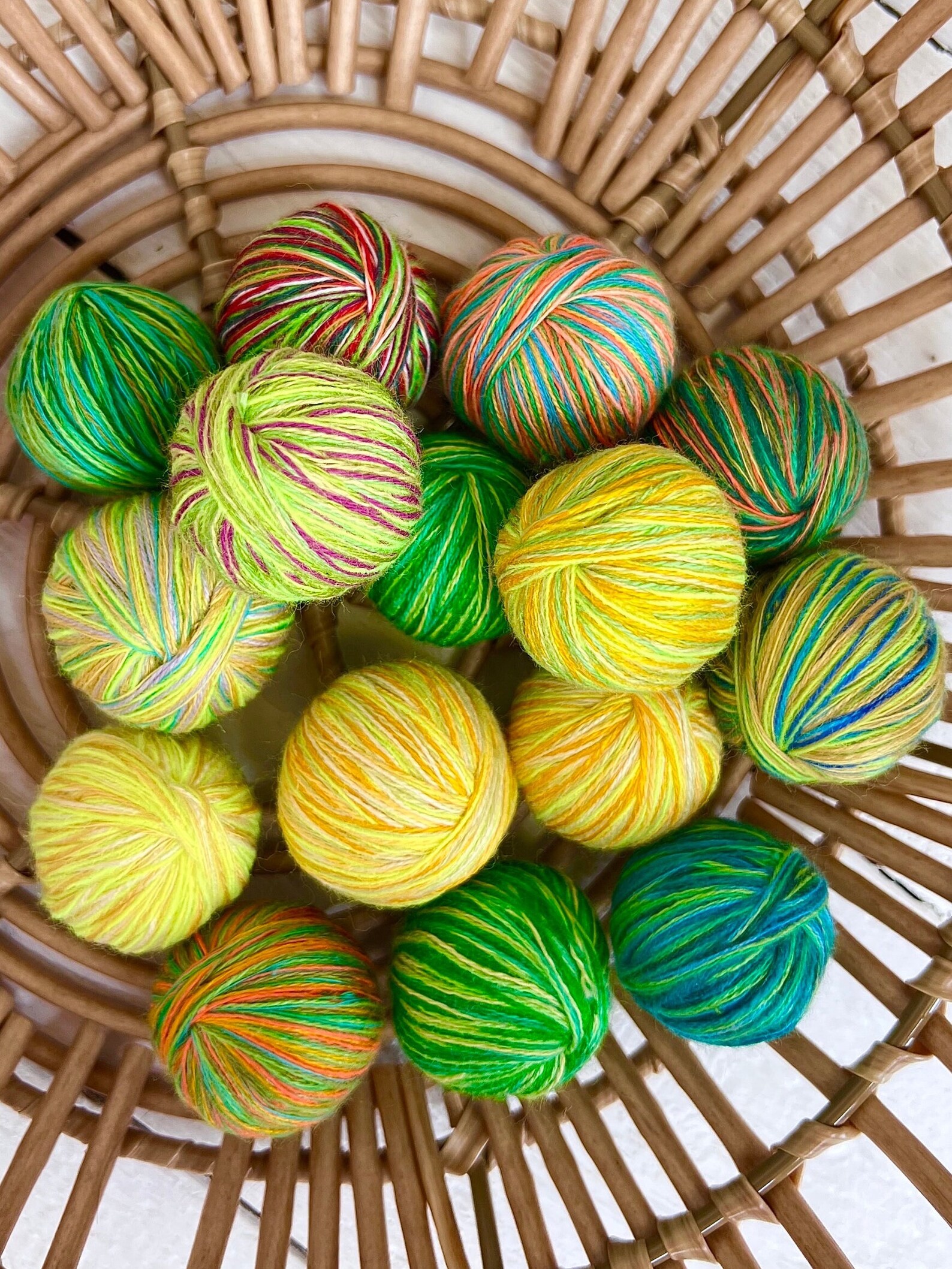 Large YARN BOX of Mini Yarn Balls, Handmade Cotton Yarn, Multicolor Art ...