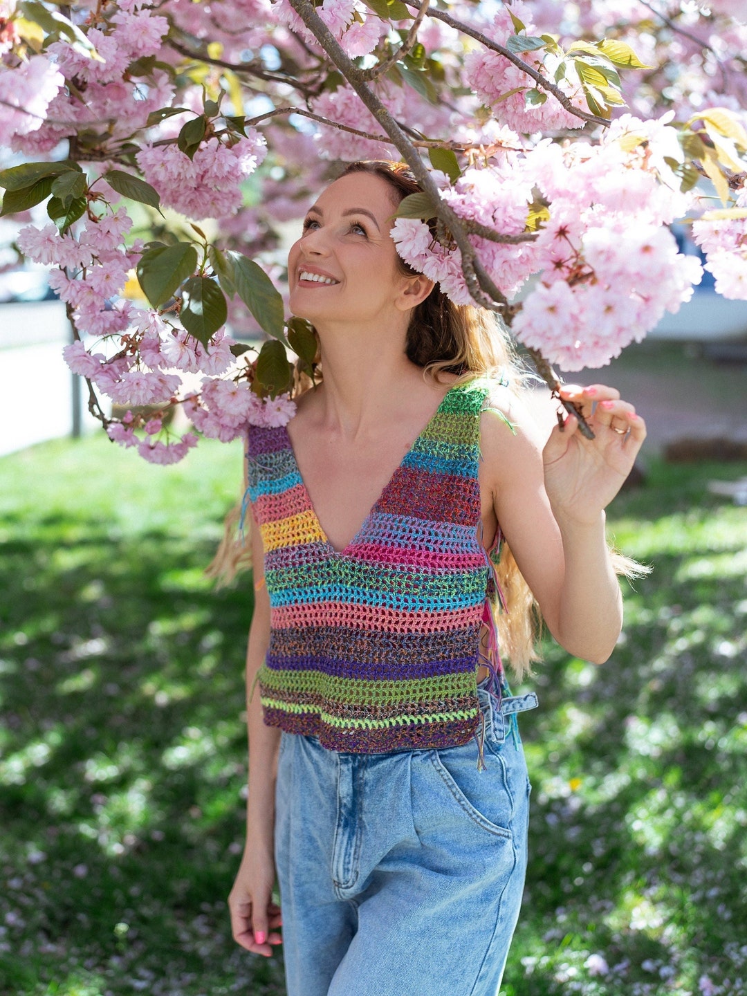 Handmade Crochet Crop Top: Colorful Summer Beachwear - Etsy