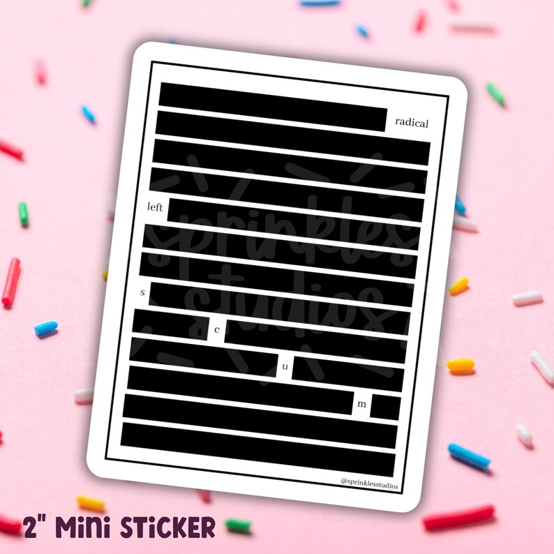 Radical Left Scum Redacted Mini Vinyl Sticker, Trendy Protest ...