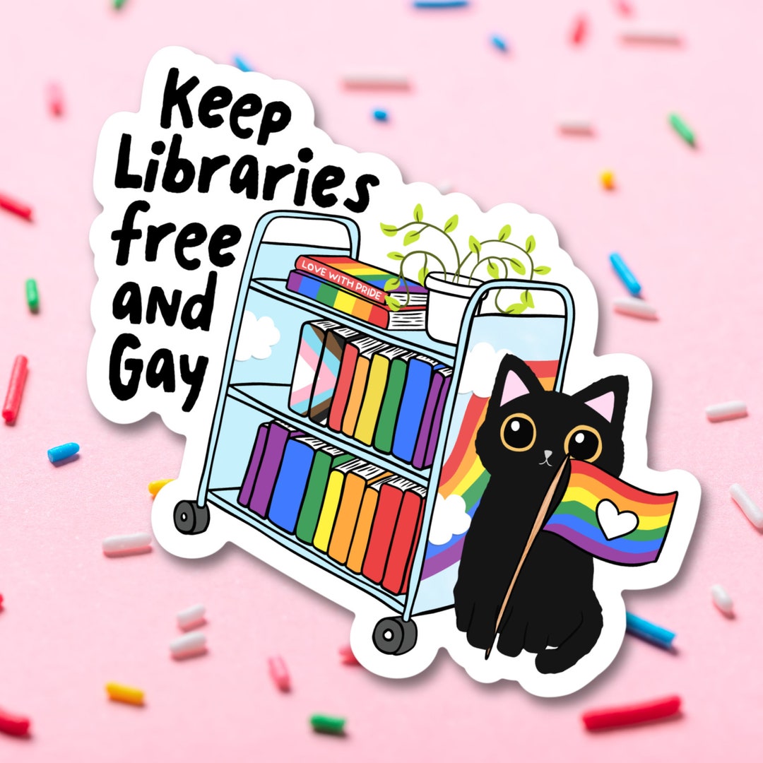 Keep Libraries Free & Gay Pride Vinyl Sticker, Library Water Bottle ...