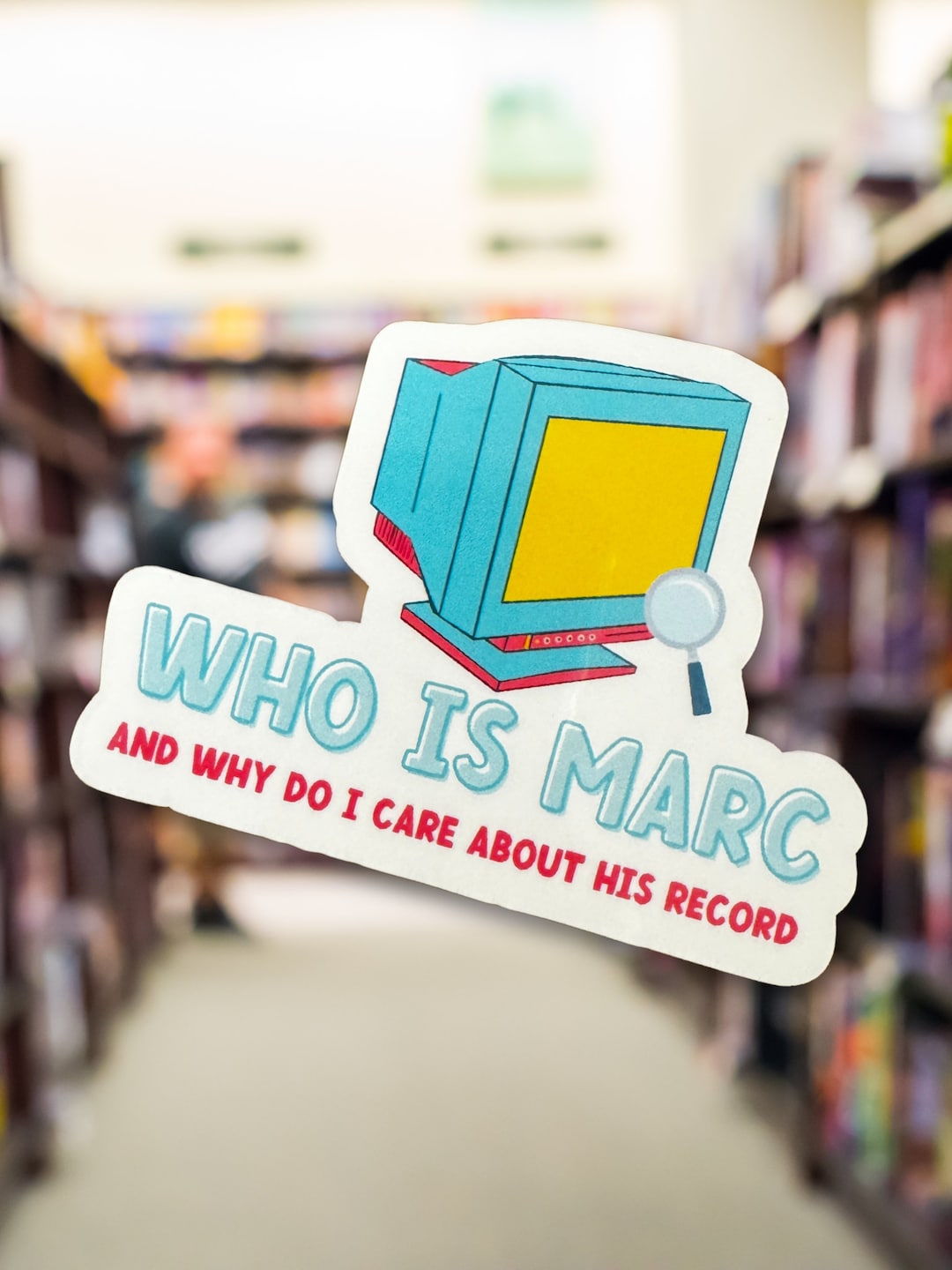 Funny Library Cataloger Vinyl Sticker, Book Lover Water Bottle Decal ...