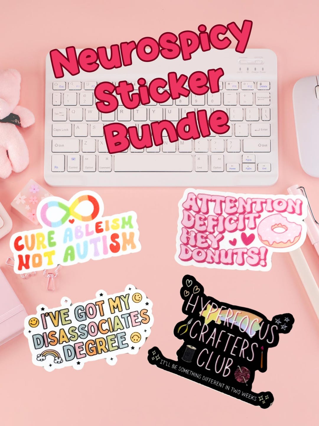Neurospicy Sticker Bundle, ADHD Autism Laptop Decals, Neurodivergent ...