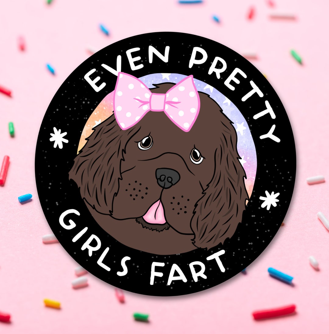Funny Pretty Girls Fart Vinyl Sticker, Newfoundland Dog Water Bottle ...